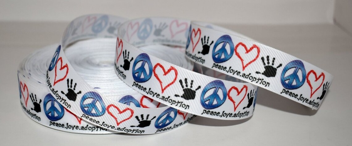 Peace Love Adoption 1" Grosgrain Ribbon - Etsy