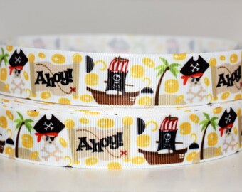 Pirate Ship Girl or Boy 7/8 Grosgrain Ribbon You Choose | Etsy