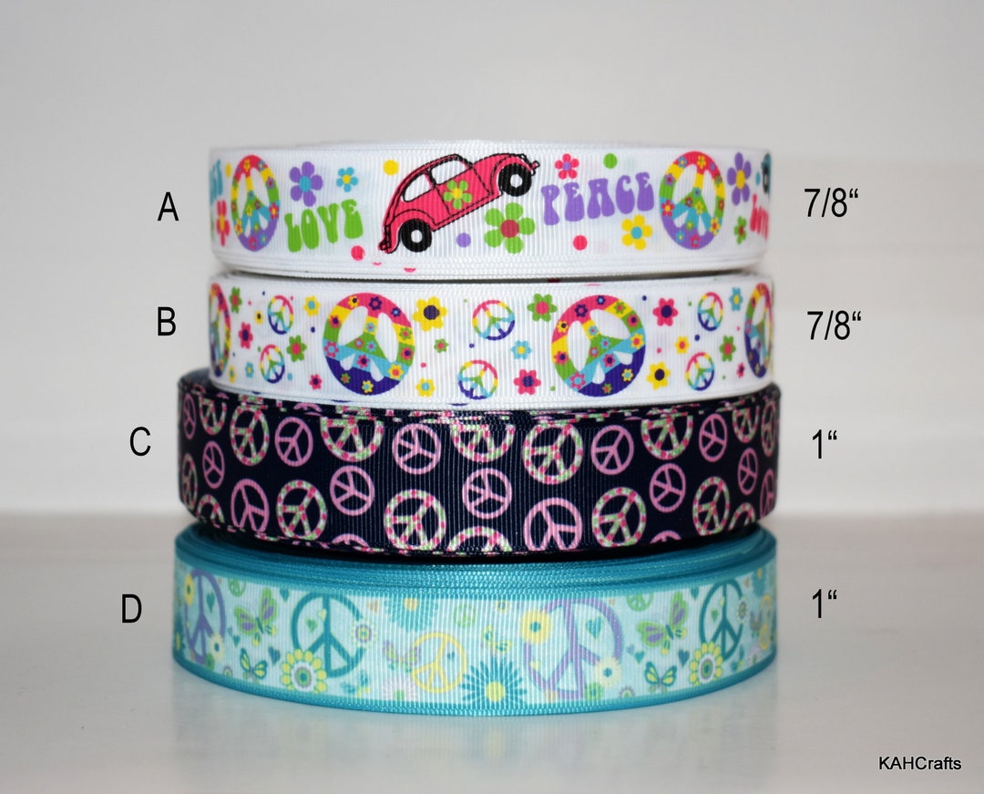 Peace Signs Love Bug 7/8 or 1 Grosgrain Ribbon You - Etsy