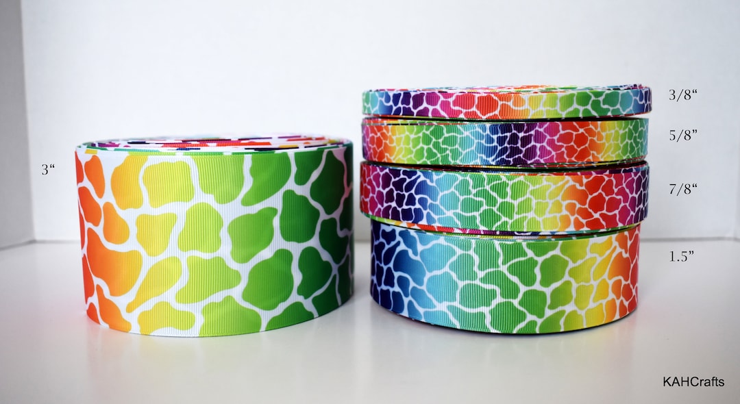 Rainbow Color Giraffe Grosgrain Ribbon You Choose Width - Etsy