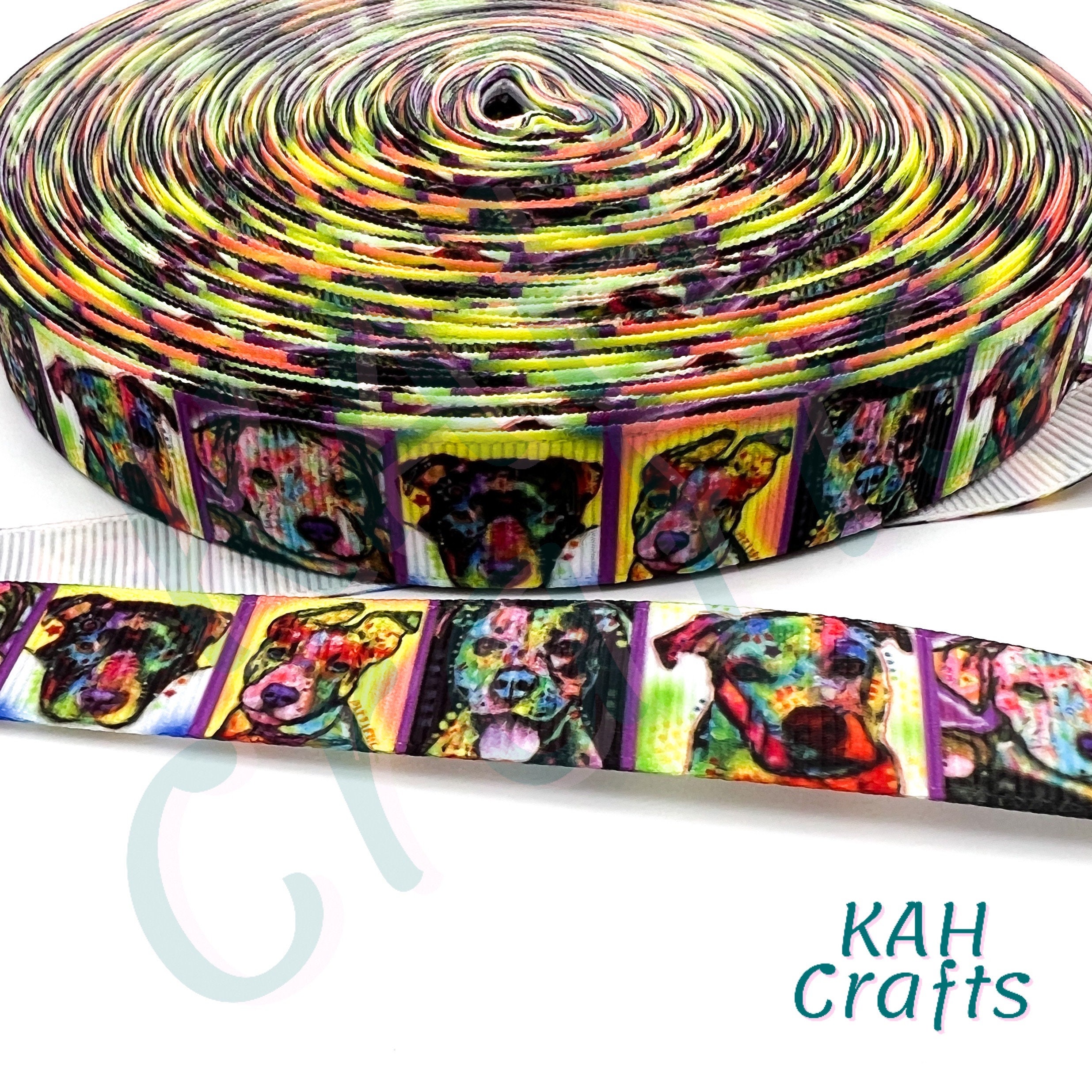 Artistic Dogs Color Block Grosgrain Ribbon You Choose Width - Etsy