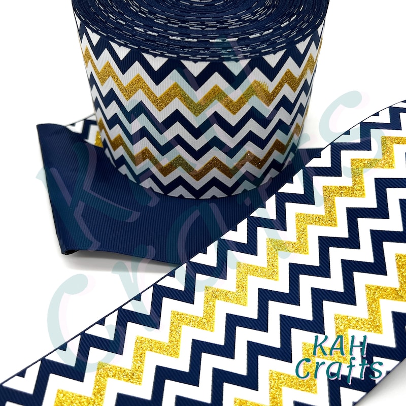 Blue Chevron Fabric - Etsy
