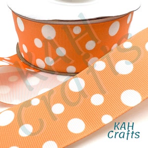 USDR Orange Sherbet White Polka Dot Grosgrain Ribbon You Choose Width ...