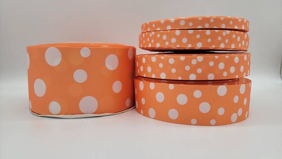 USDR Orange Sherbet White Polka Dot Grosgrain Ribbon You - Etsy