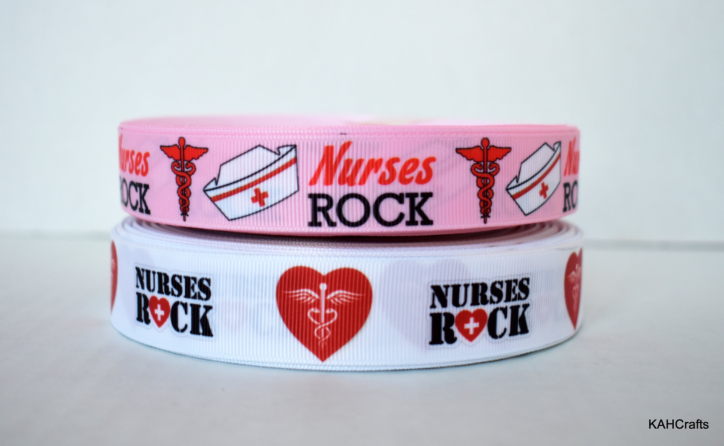 Nurses Rock Pink 7/8" or White 1" Grosgrain Ribbon - Etsy