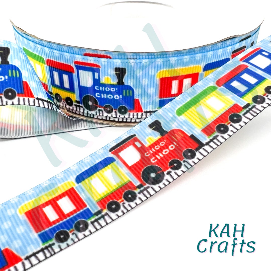 Train Choo Choo 7/8" Grosgrain Ribbon You Choose Width - Etsy
