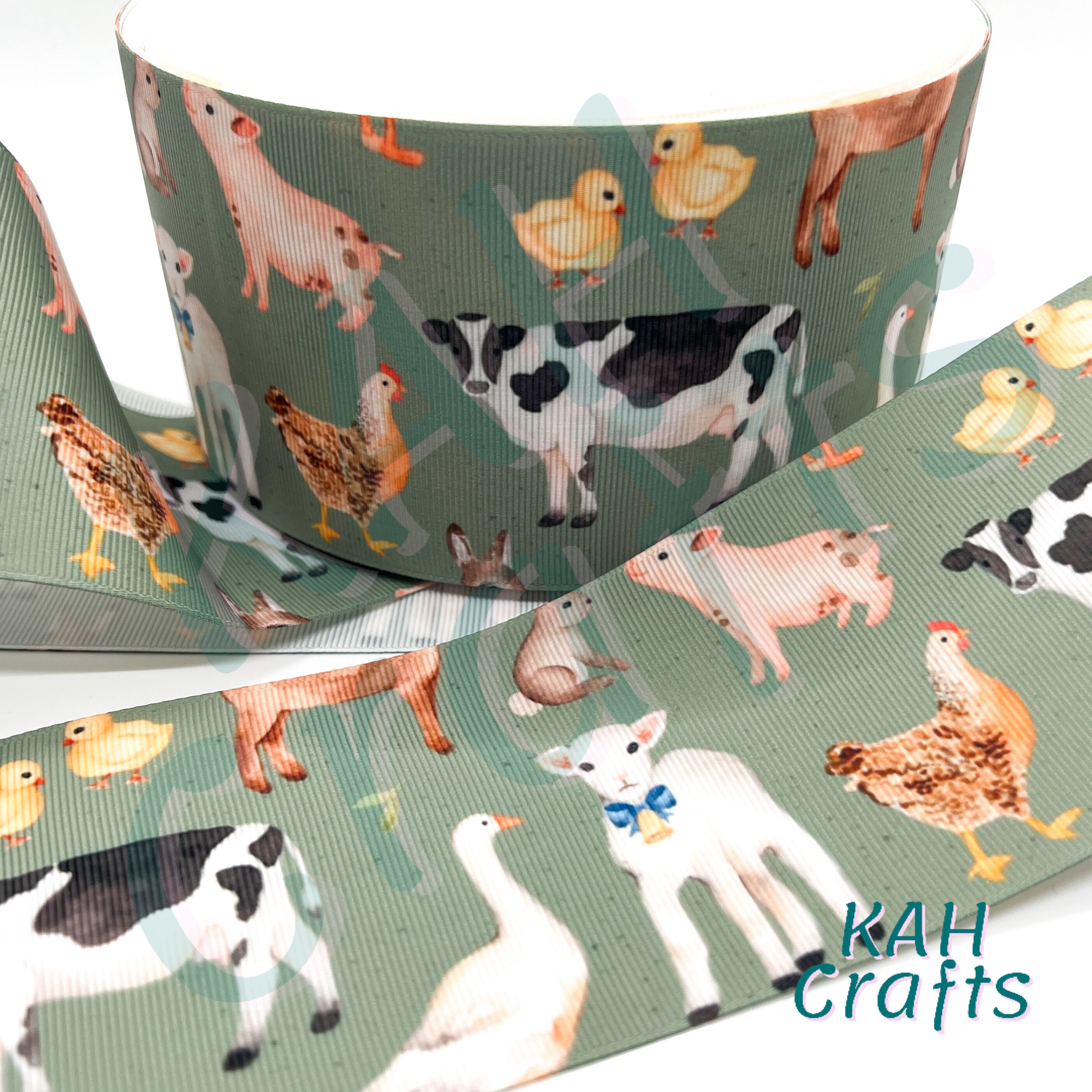 Farm Animals Sheep Goat Pig Cow Lamb Chicken Grosgrain Ribbon You ...