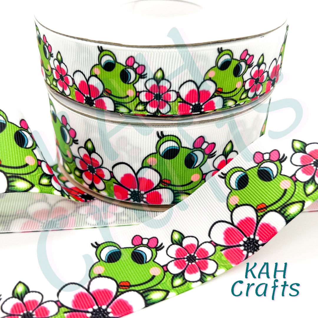 Frog Flowers Grosgrain Ribbon You Choose Width - Etsy