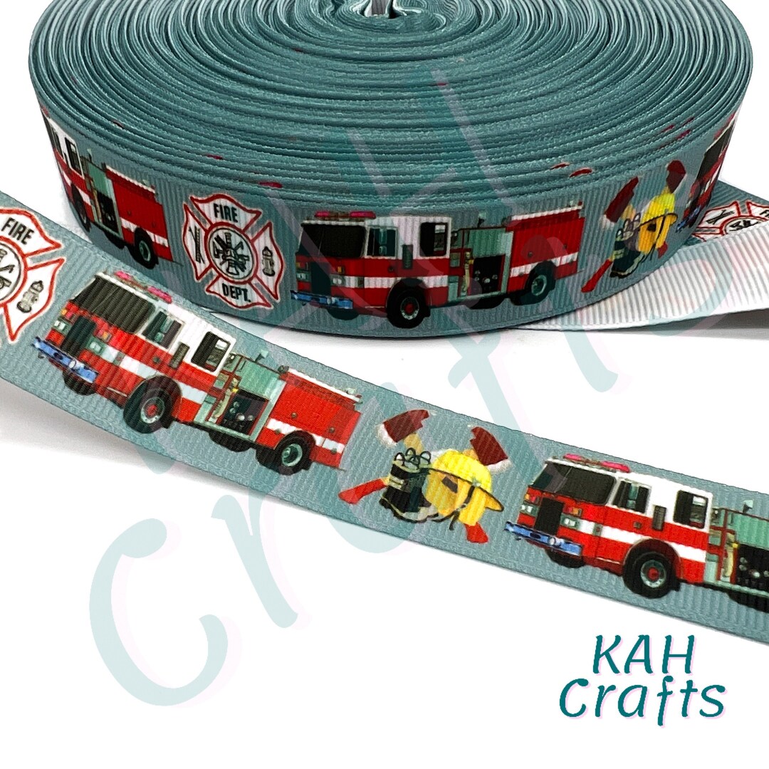 Fire Truck Fire Fighter 7/8" Grosgrain Ribbon - Etsy