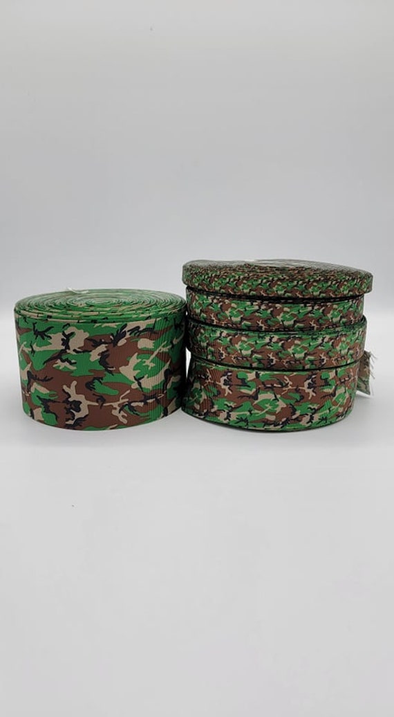 Ribbon Embellishments Camo Green Brown Grosgrain Ribbon You Choose ...