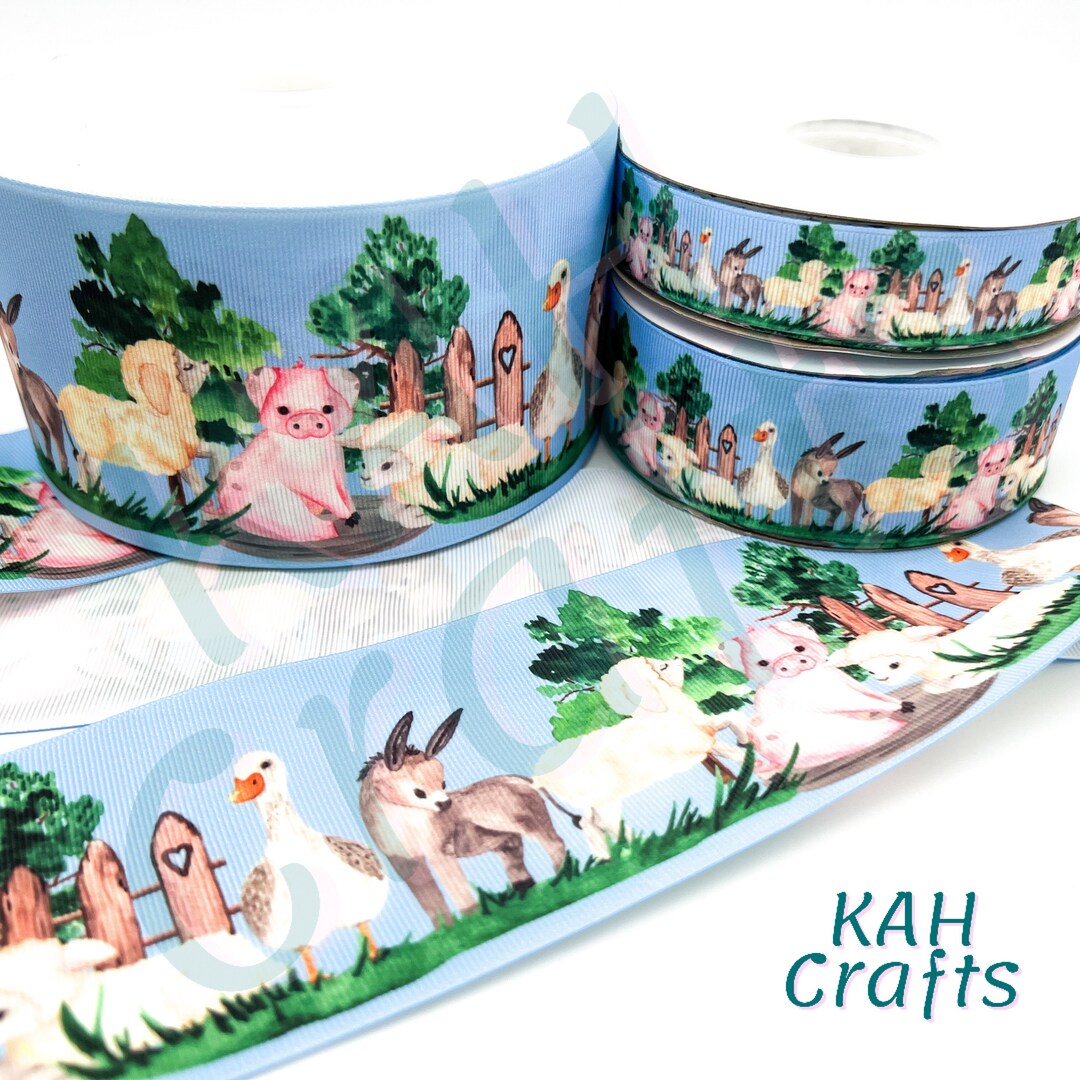 USDR Donkey Goose Sheep Pig Cow Goats Farm Country Baby Grosgrain ...