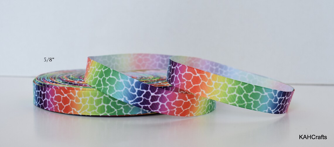 Rainbow Color Giraffe Grosgrain Ribbon You Choose Width - Etsy