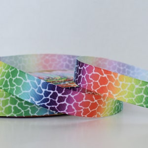 Rainbow Color Giraffe Grosgrain Ribbon You Choose Width - Etsy