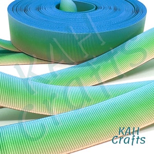 USDR Blue Green Tan Ombre Color Fade Grosgrain Ribbon You Choose Width ...