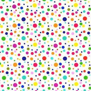 Rainbow Polka Dot Fabric, Multi Color Dots on White, Happy Festive ...