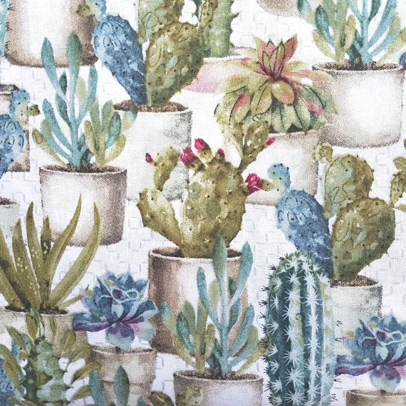 David Textiles Cactus Garden Cream Cactus Garden Fabric 1 yard Fabric ...