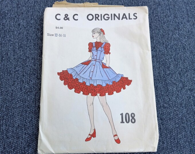 Vintage Square Dance Pattern, Denim Overall Style, C and C Originals No ...