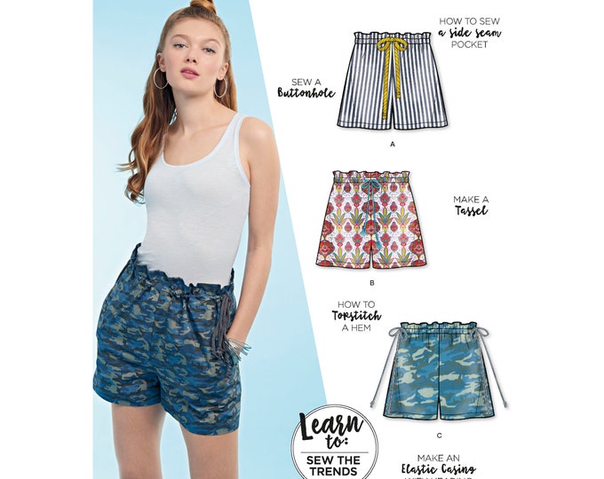 Draw String Shorts Pattern, Pull on Shorts, Summer Wear, Learn to Sew ...