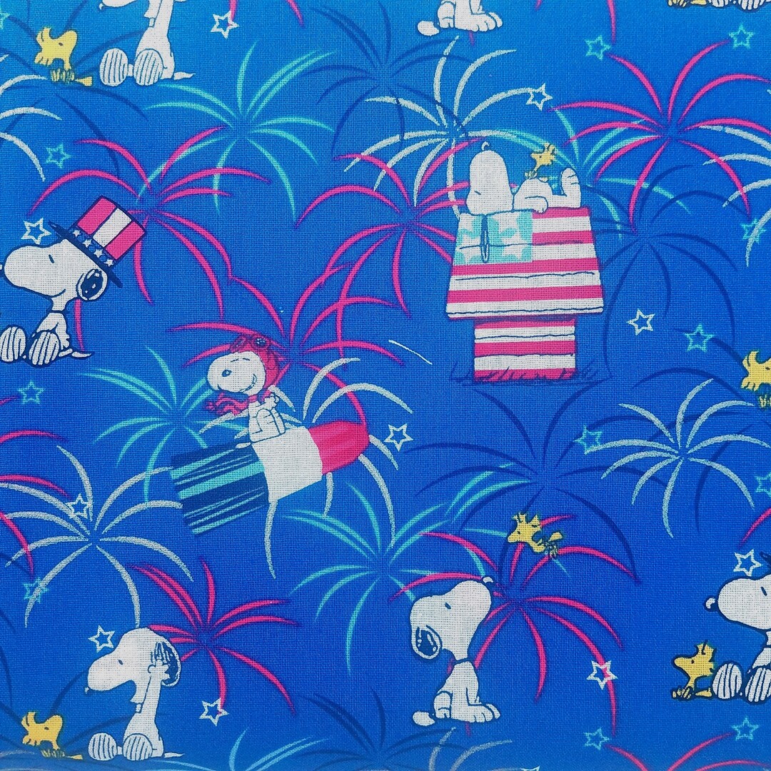 Peanuts Licensed Fabric, Snoopy and Fireworks, Charlie Brown, OOP Very ...