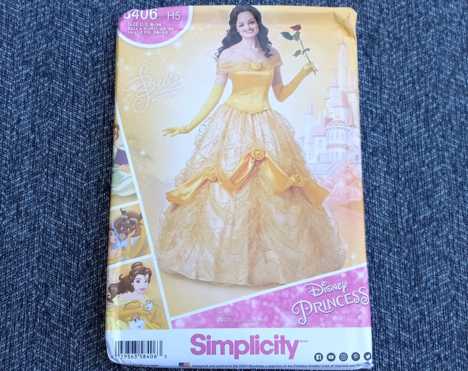 Belle Disney Princess Costume Dress Pattern, 2 Piece Gown, Simplicity ...