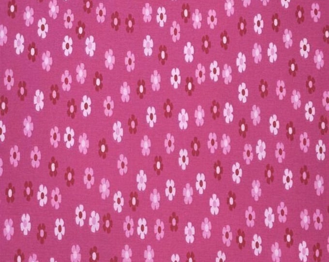 Cute Dark Pink Floral Fabric, Medium Sized Ditsy Print, Fun Girls ...