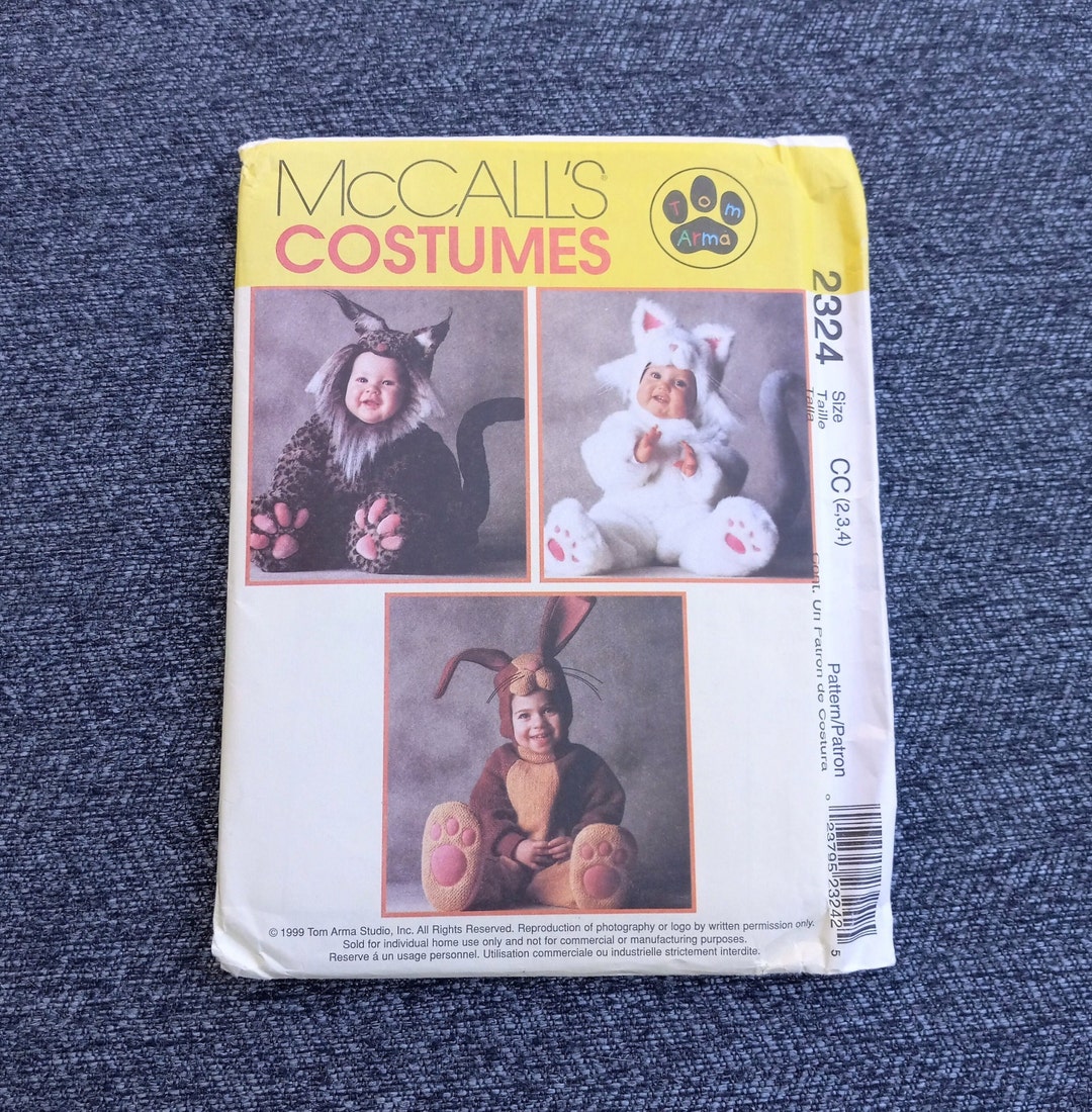 Cat, Rabbit and Bobcat Jumpsuit Pattern, Toddler Costume, Tom Arma ...