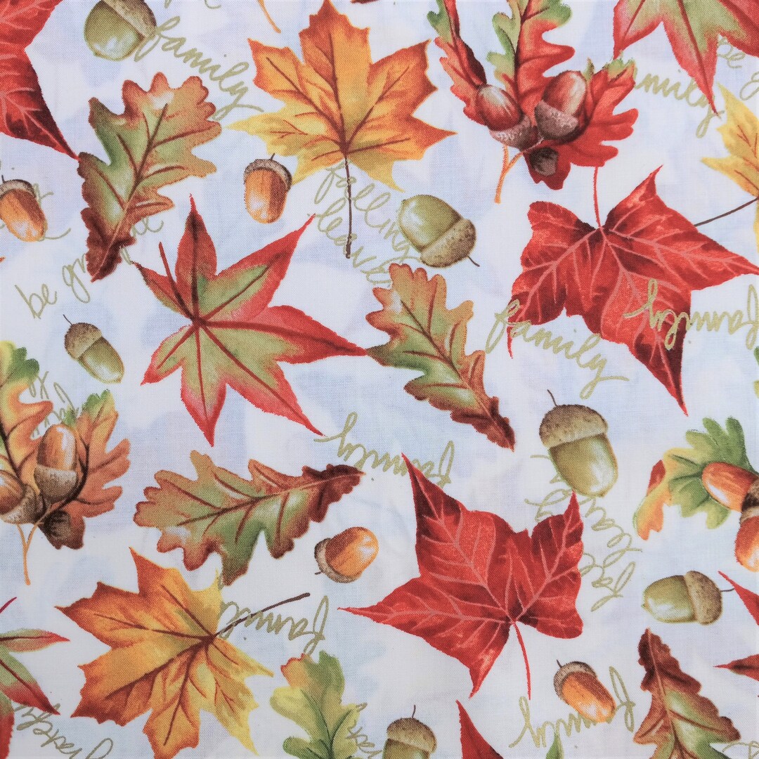 Fall Leaves Fabric, Family Thanksgiving, Large Falling Autumn Leaves ...