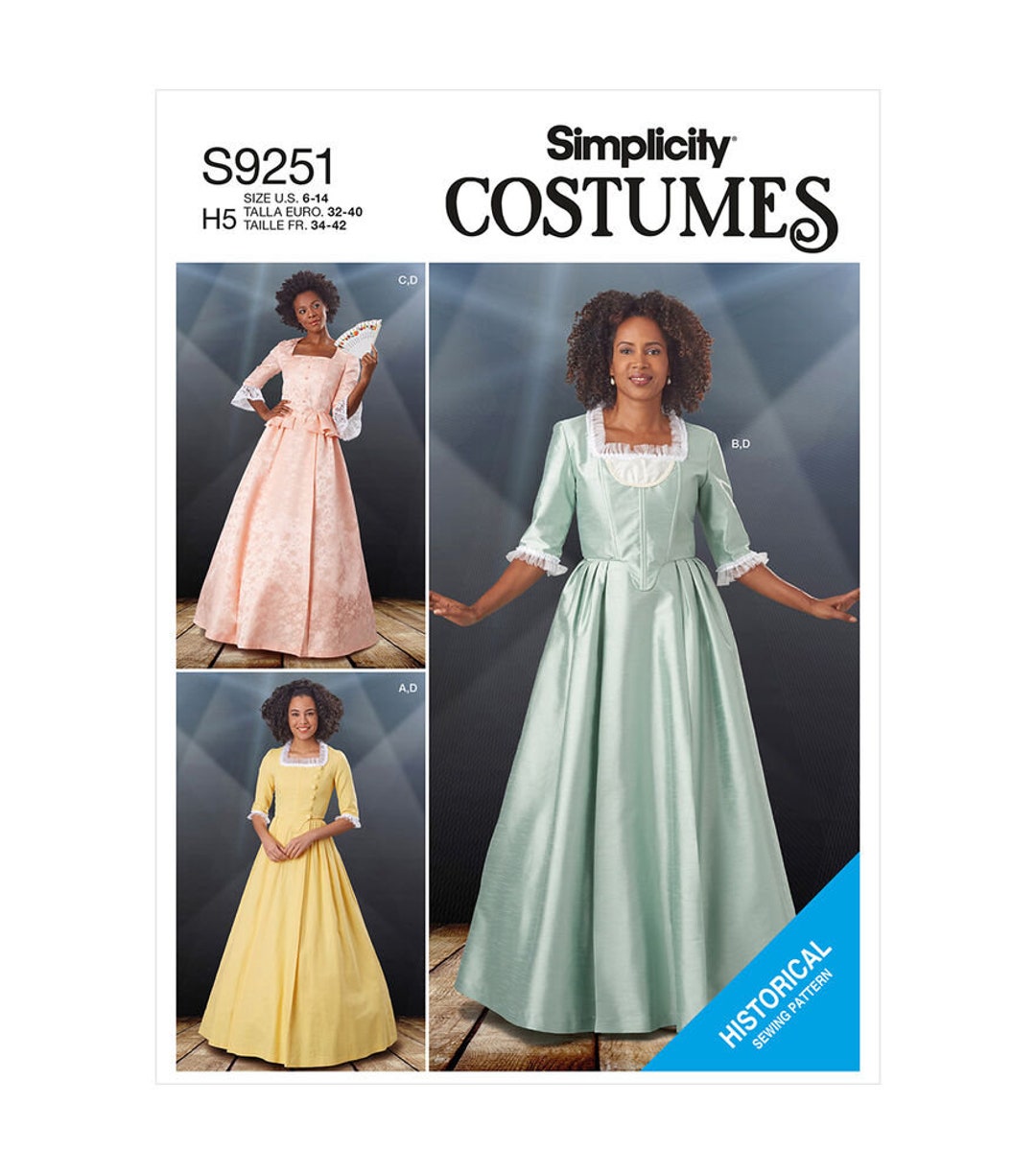 Historical Costume Pattern, 1700s French Peplum Gown, Georgian Era, 2 ...