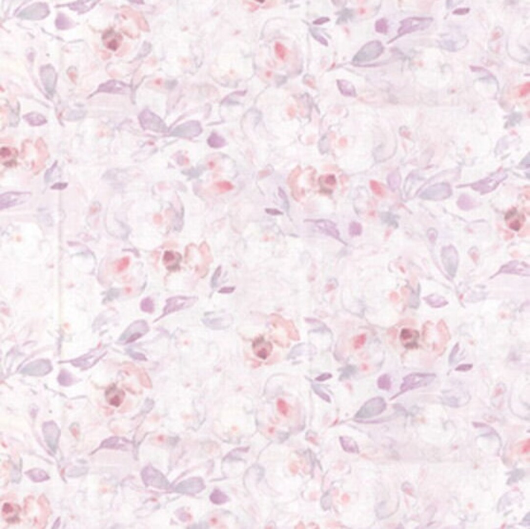 Watercolor Floral Fabric, Light Pink Subtle Floral, by Kathy Davis, NEW ...