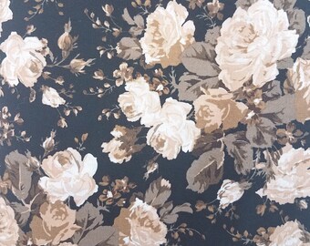 Black Cream Floral Fabric - Etsy
