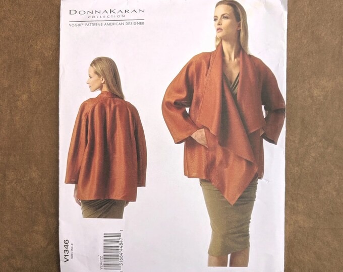 Waterfall Wrap Jacket Pattern, Vogue 1346, Donna Karan Design, Sizes XS ...