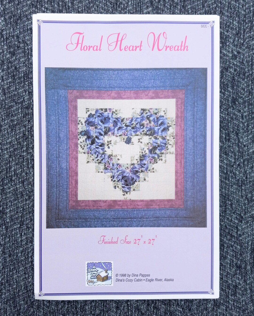 Vintage Quilt Pattern, Floral Heart Wreath Wall Quilt, by Dina Pappas ...