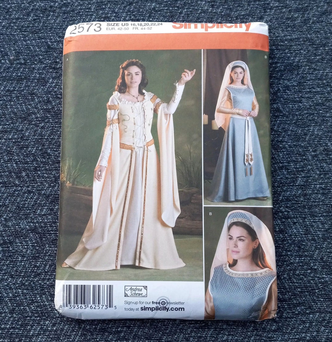 Costume Pattern, Renaissance Gown and Veil, Renfair Pattern, Andrea ...