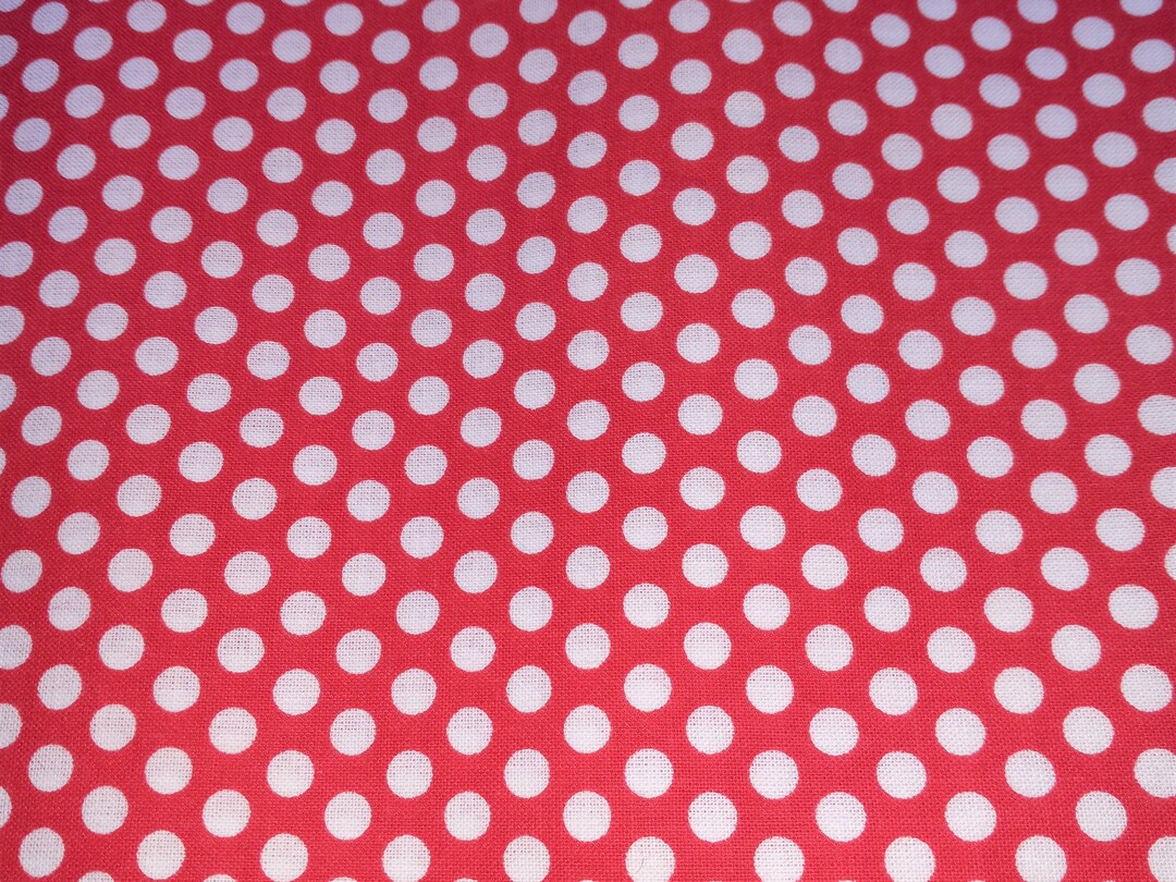 Red with White Polka Dotted Fabric Medium Sized Dots on Red - Etsy ...