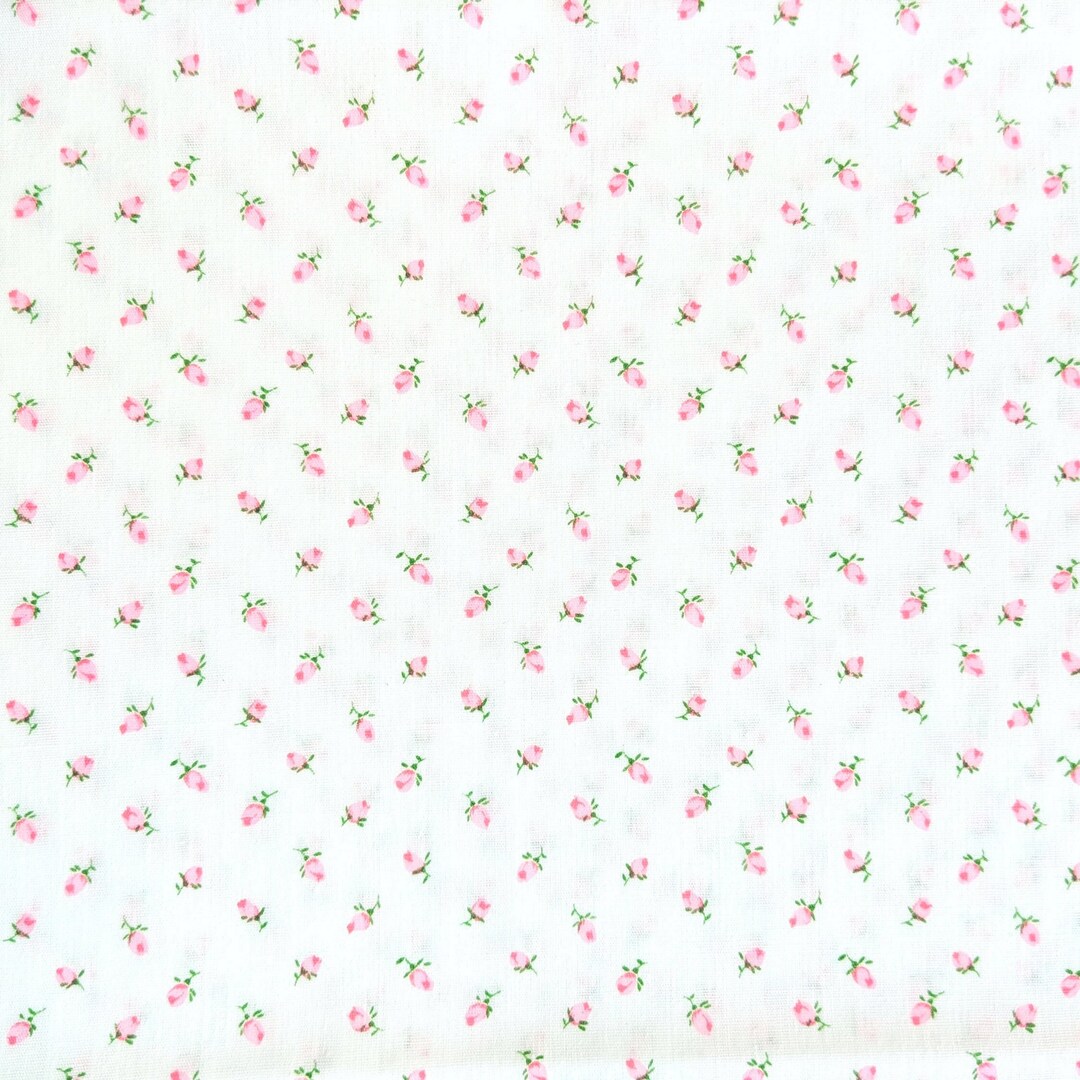 Pink Rosebud Floral Flannel Fabric Small Rosebud Print on - Etsy