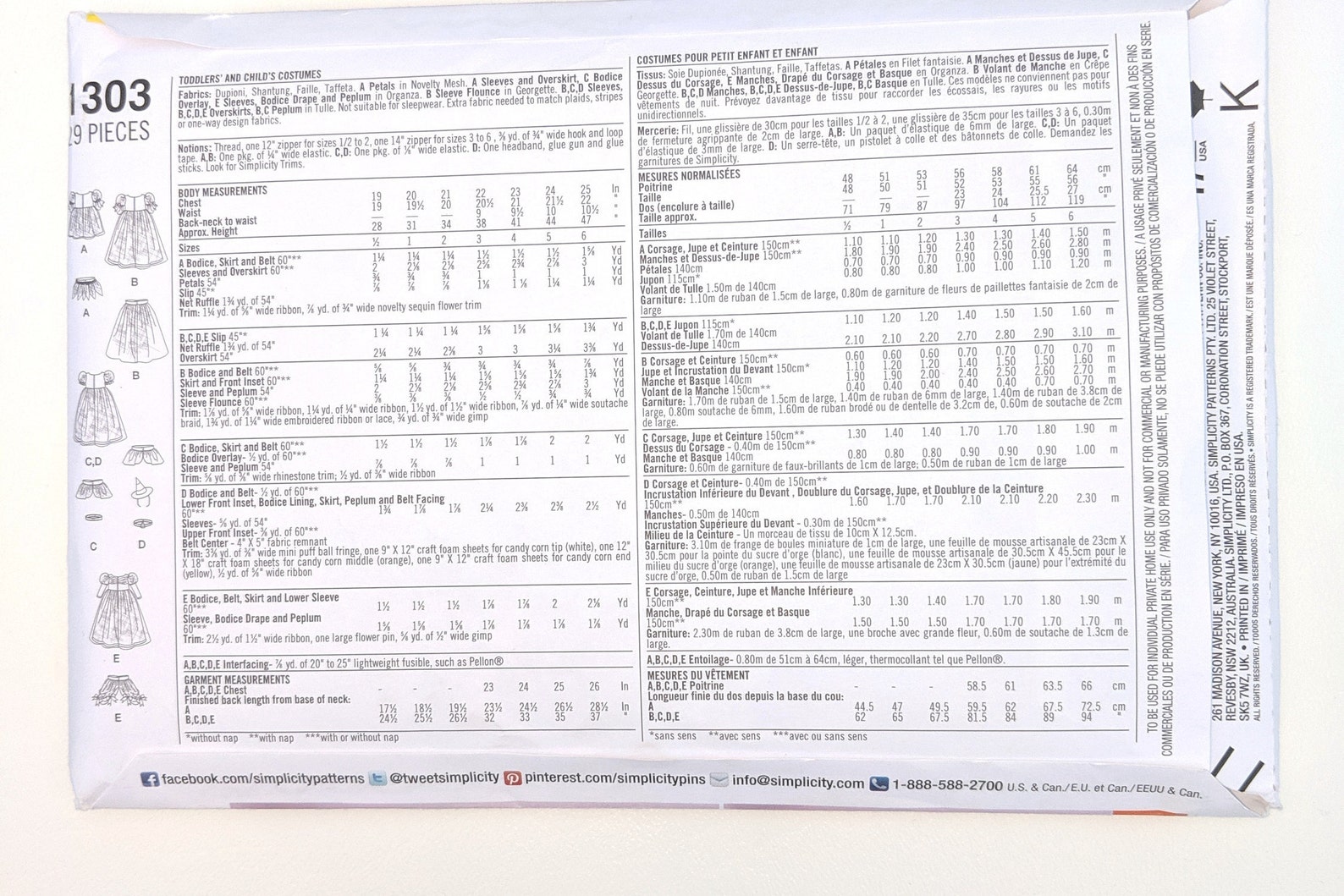 Girls Princess Costume Dress Pattern Simplicity 1303 Pre - Etsy