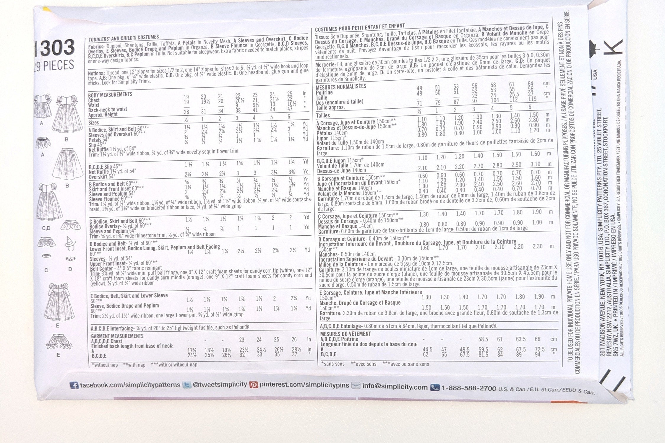 Girls Princess Costume Dress Pattern Simplicity 1303 Pre | Etsy