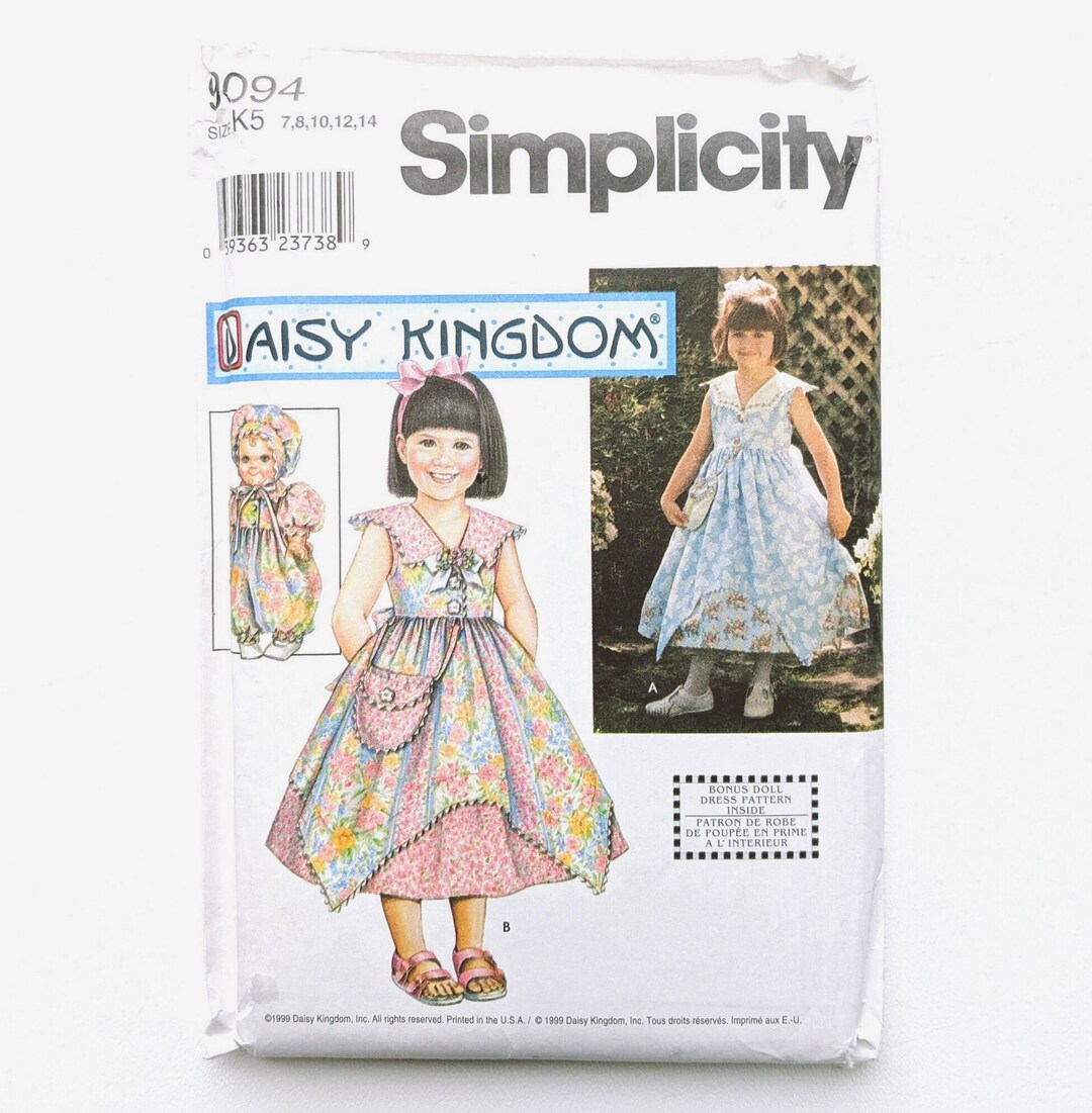 Girls Daisy Kingdom Dress Pattern, Easter Dress, Scarf Skirt Overlay ...