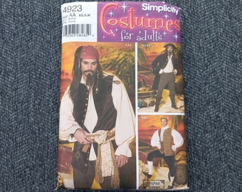 Pirate, Buccaneer Simplicity 4923 Costume Pattern Mens Choose Size - Etsy