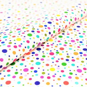 Rainbow Polka Dot Fabric, Multi Color Dots on White, Happy Festive ...