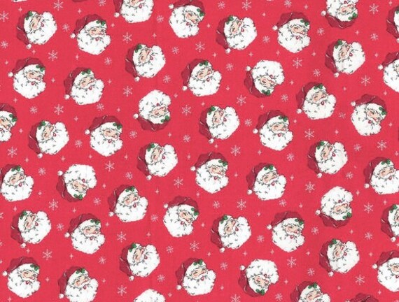 Fun Christmas Santa Fabric Retro Style Santa Red With Silver - Etsy