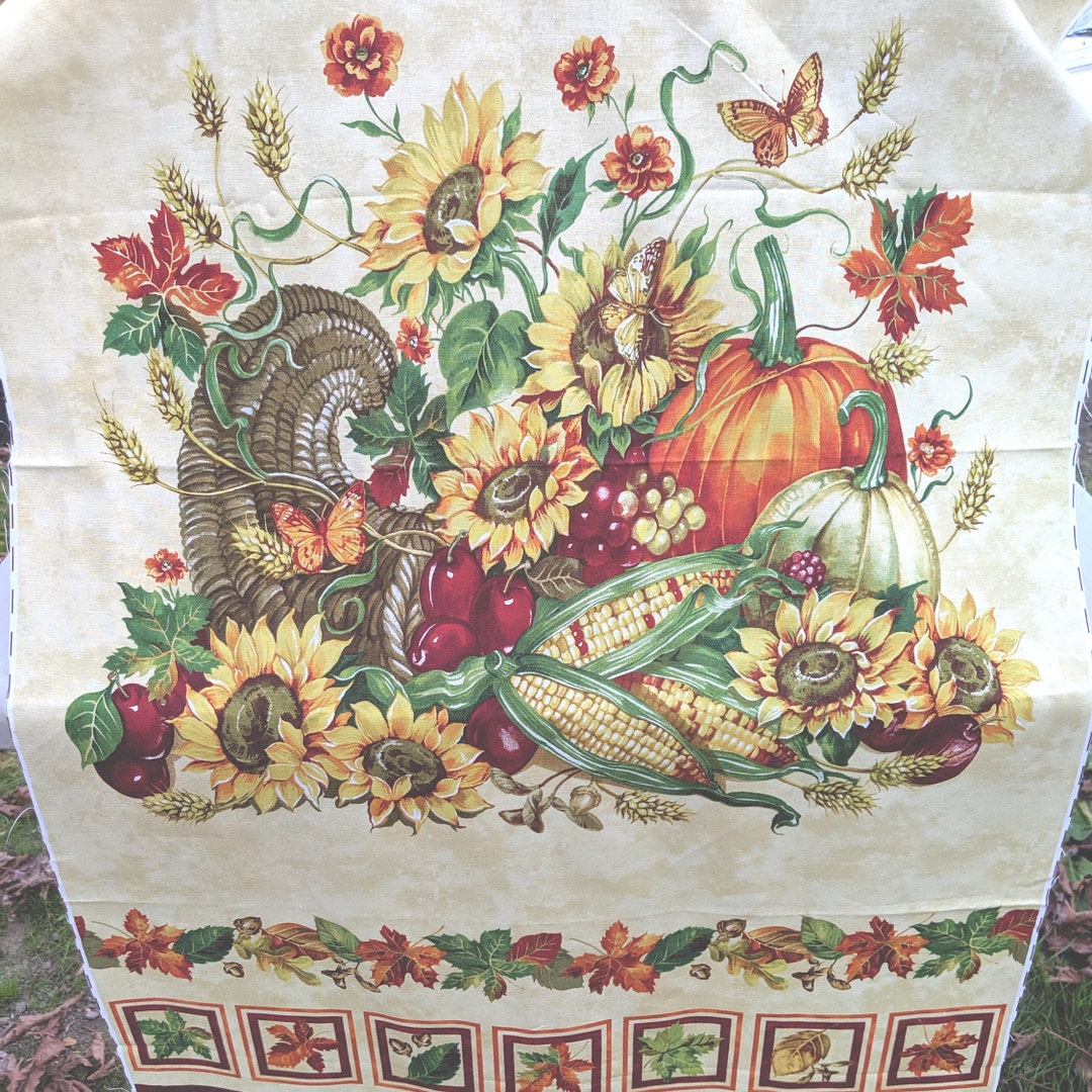 Thanksgiving Fabric Panel, Harvest Blessings Fabric Panel, Deborah ...