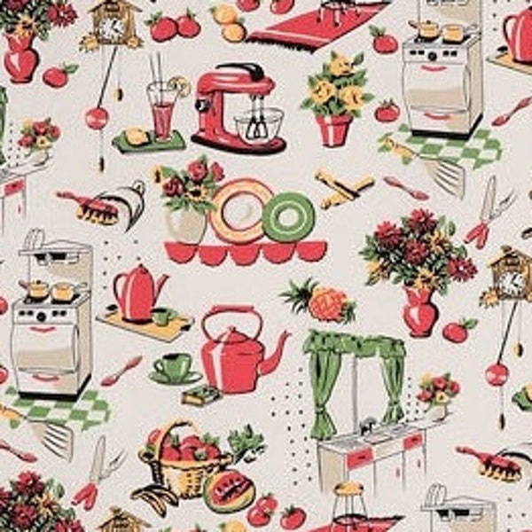 Retro Kitchen Fabric - Etsy