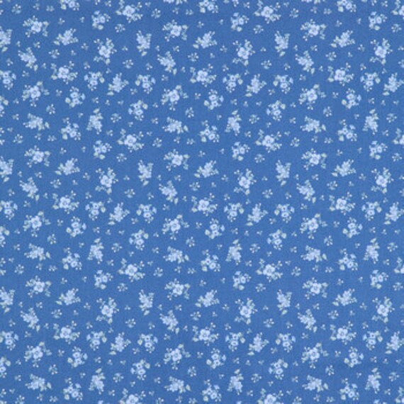 Floral Fabric Blue Floral Calico on Denim Color Medium Print - Etsy
