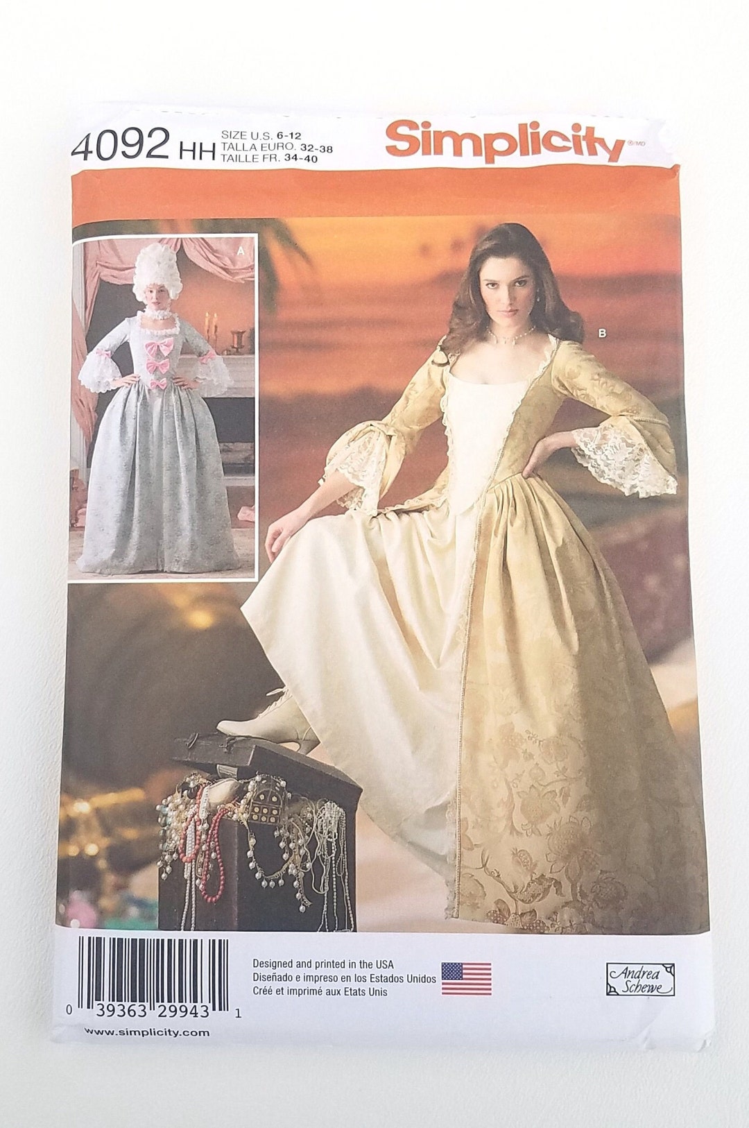 Costume Pattern, Historical 1700s French Gown, Georgian Era Dress ...