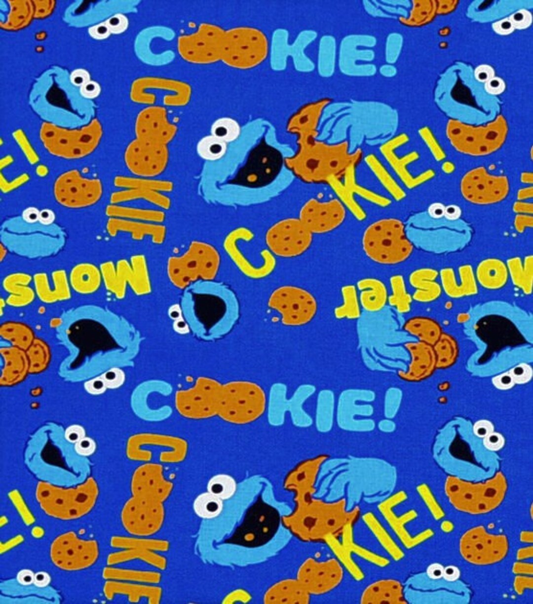 Cookie Monster Fabric, Sesame Street Childrens Fabric, Kids Nursery ...