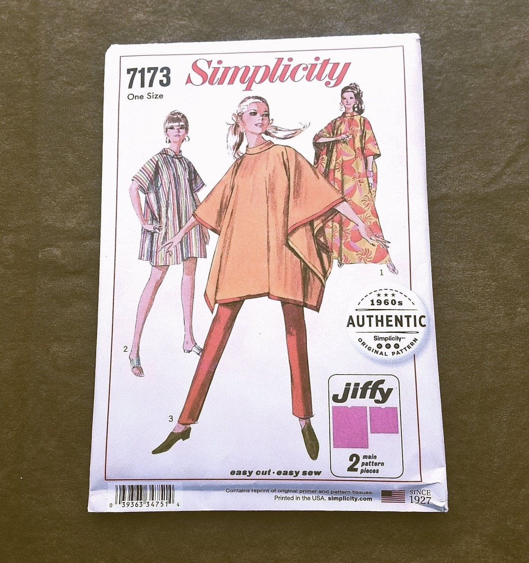 Vintage Caftan Pattern, Poncho or Burnoose, 1960s Vintage Reprint ...