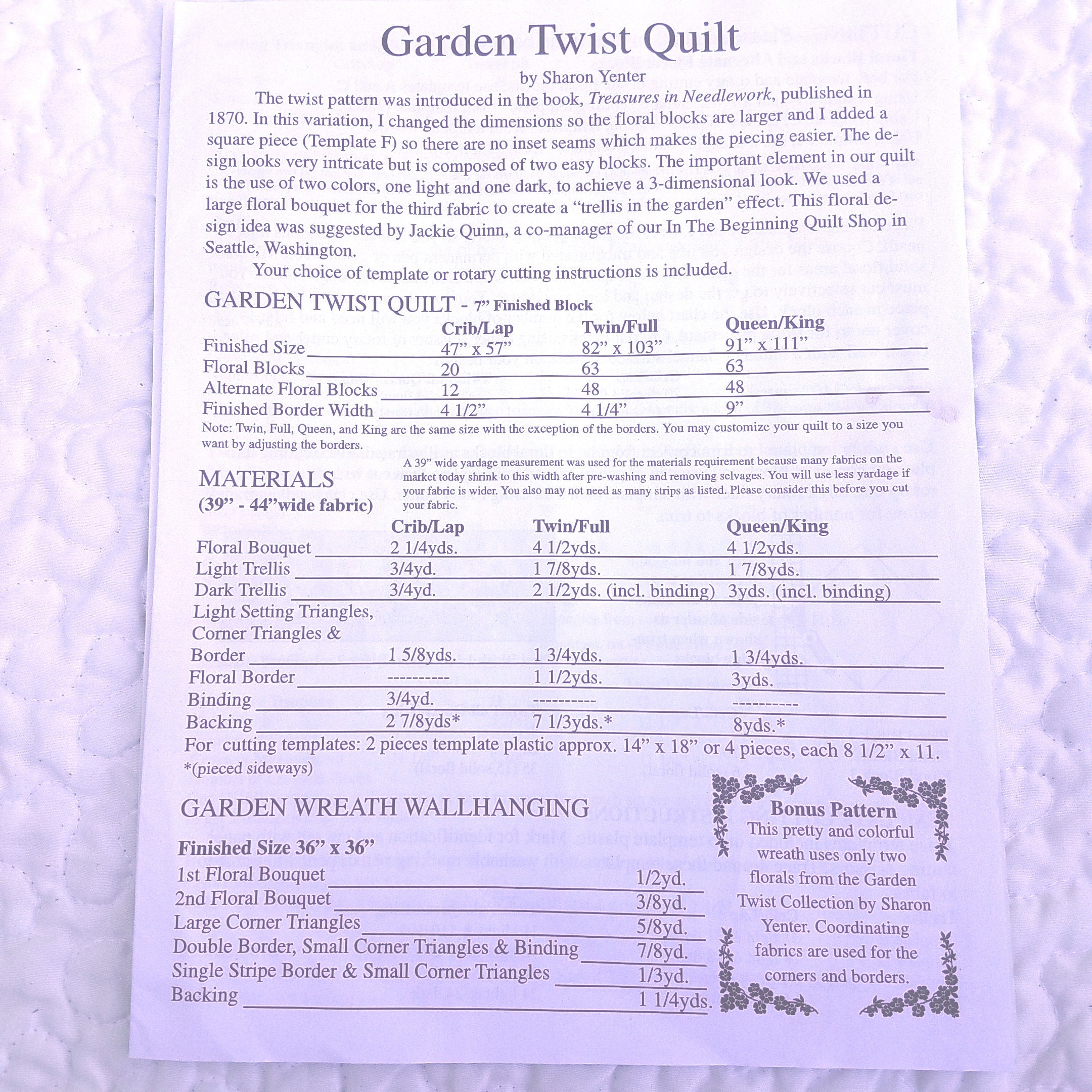 Garden Twist Quilt Pattern Trellis Pattern Designed by - Etsy