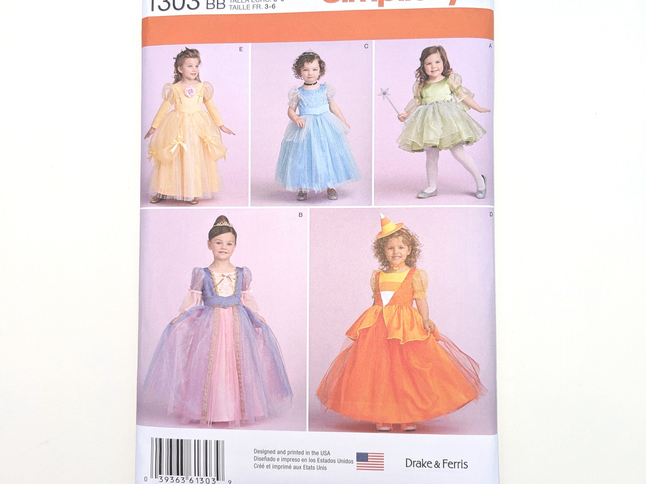 Girls Princess Costume Dress Pattern Simplicity 1303 Pre | Etsy