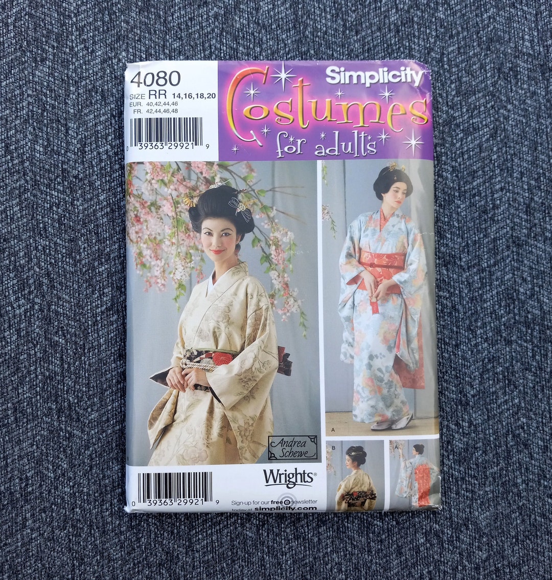 Kimono Pattern, Japanese Ethnic Costume, Bustle Sash, Bow, Dickey, Simplicity 4080, Misses Sizes ...